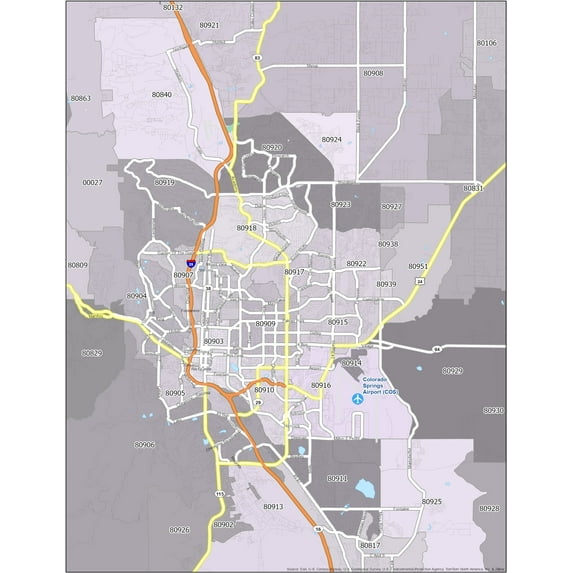 Colorado Zip Code Map GLOSSY POSTER PICTURE PHOTO PRINT BANNER ...