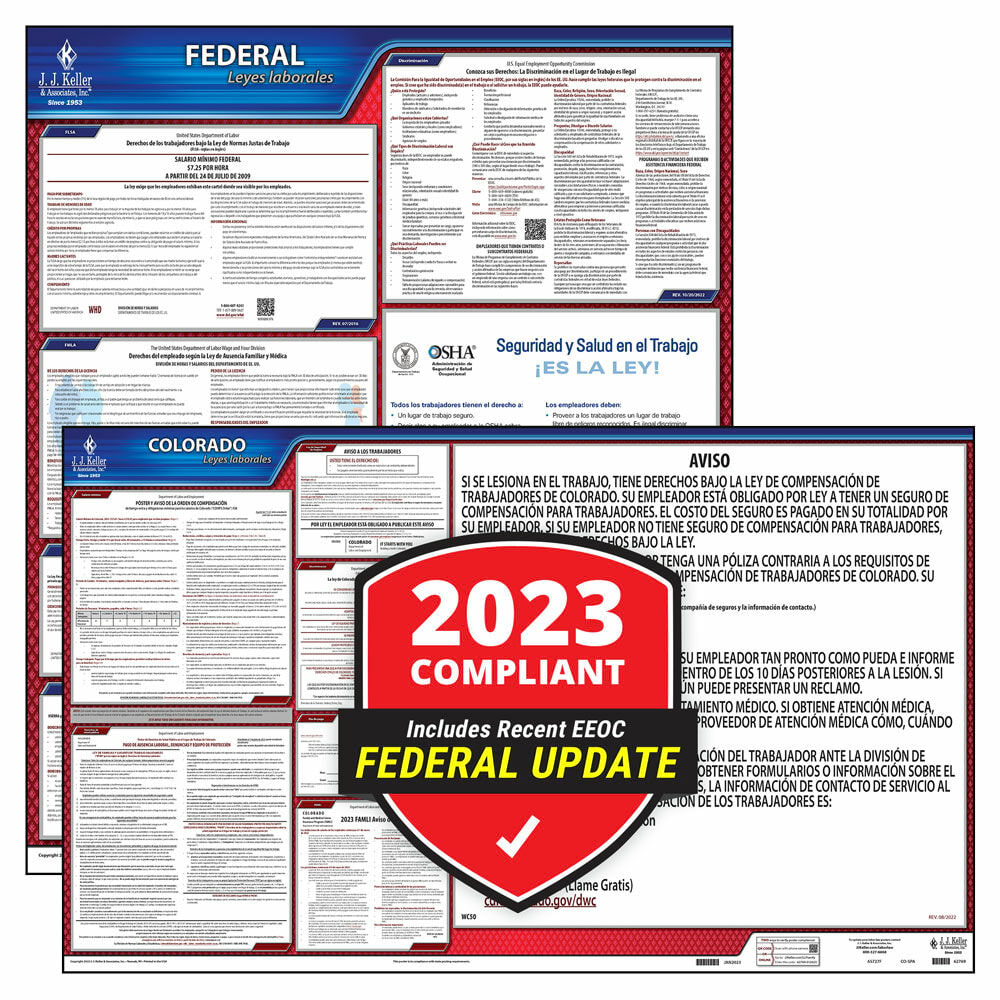 Colorado and Federal Labor Law Poster Set, Spanish- OSHA Compliant ...