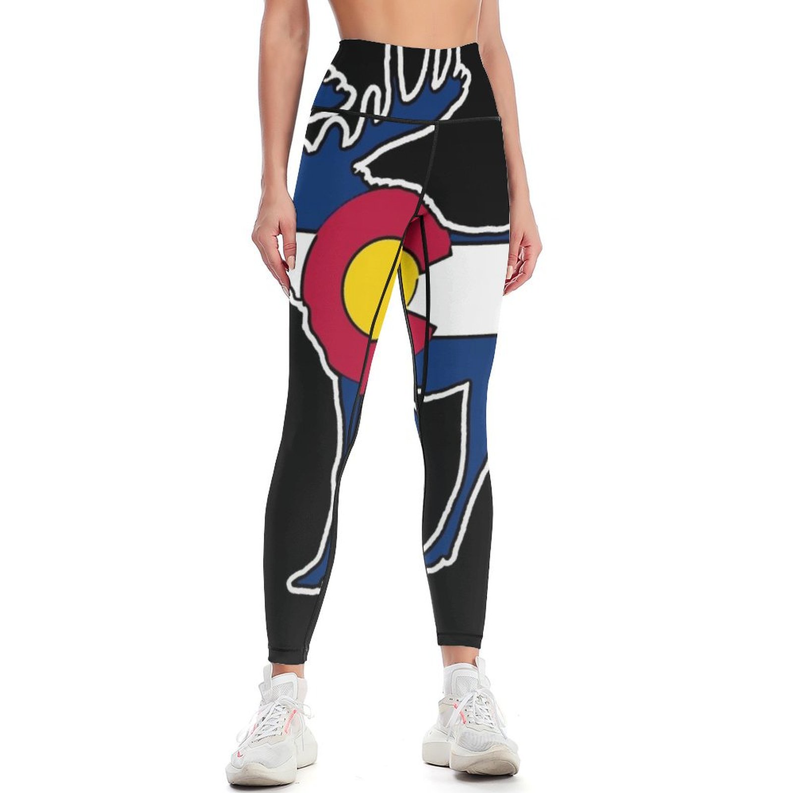 Colorado transplant flag moose shape Sticker Leggings flared sporty ...