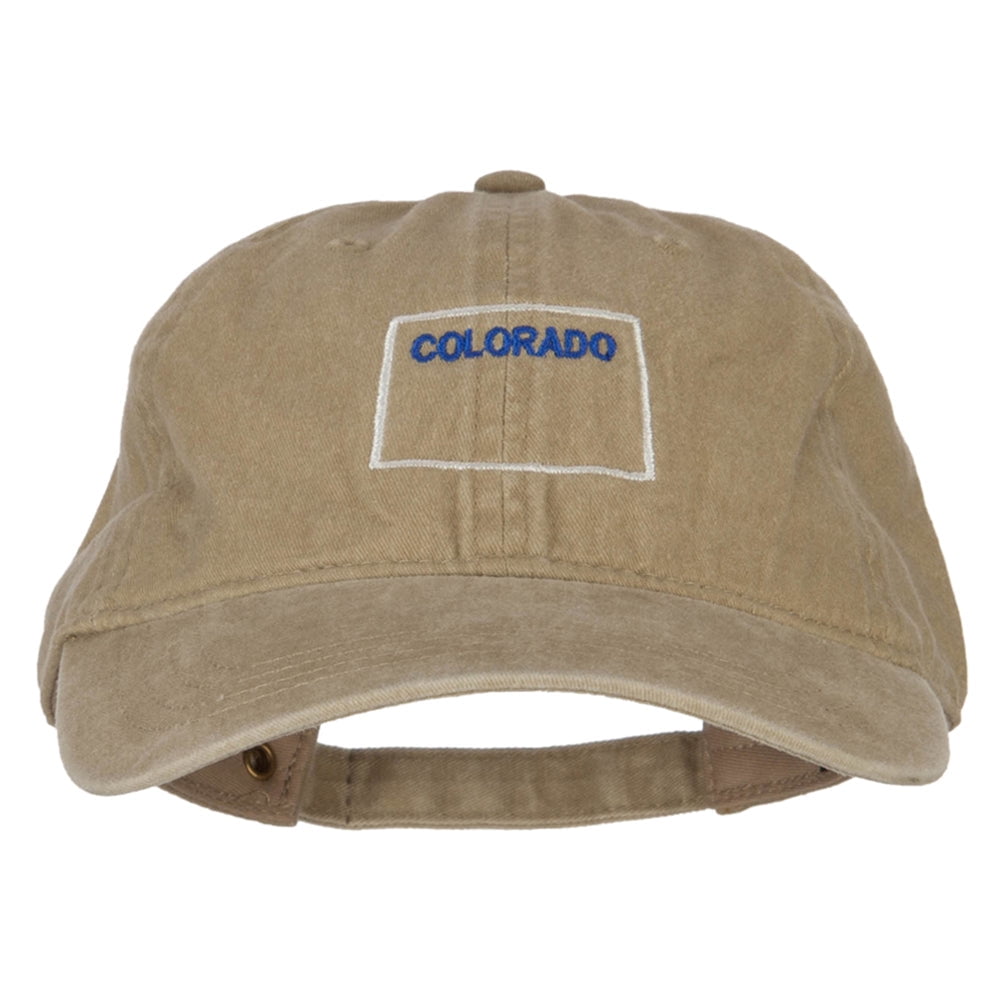 Colorado with Map Outline Embroidered Washed Cotton Cap - Khaki OSFM ...