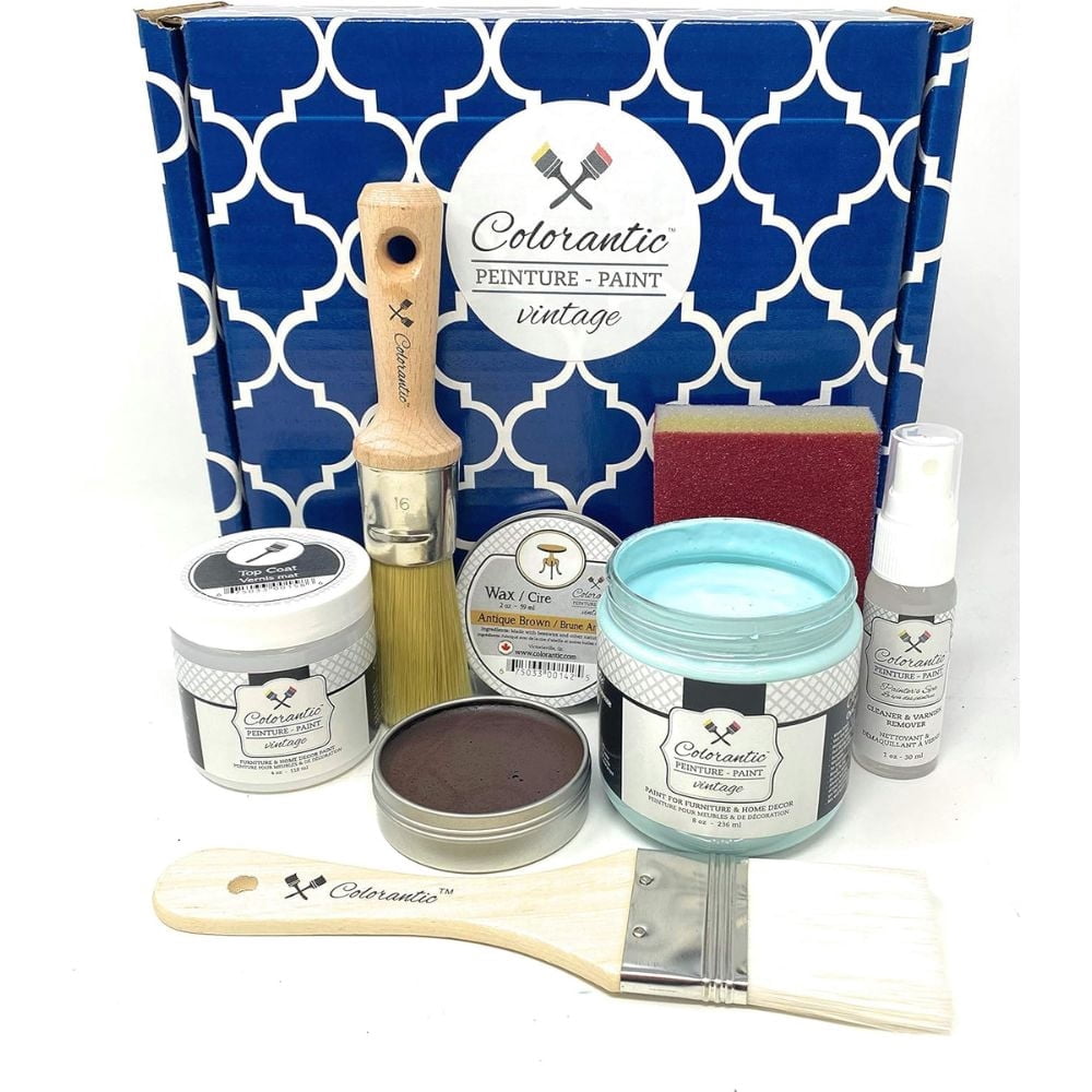 Colorantic | OCEAN BLUE STARTER KIT of Chalk Based Paint Wax Varnish ...