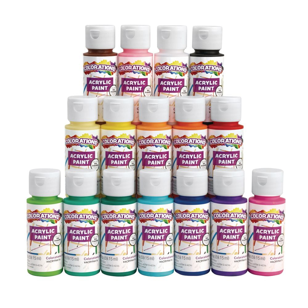 Colorations Acrylic Paint Set - 16 Colors - Walmart.com