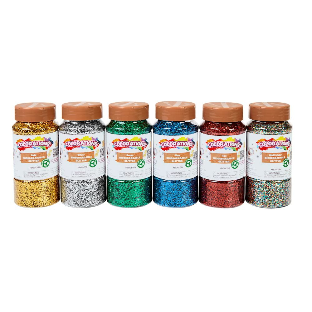 Colorations Biodegradable Glitter - 6 Colors each 4 oz - Walmart.com