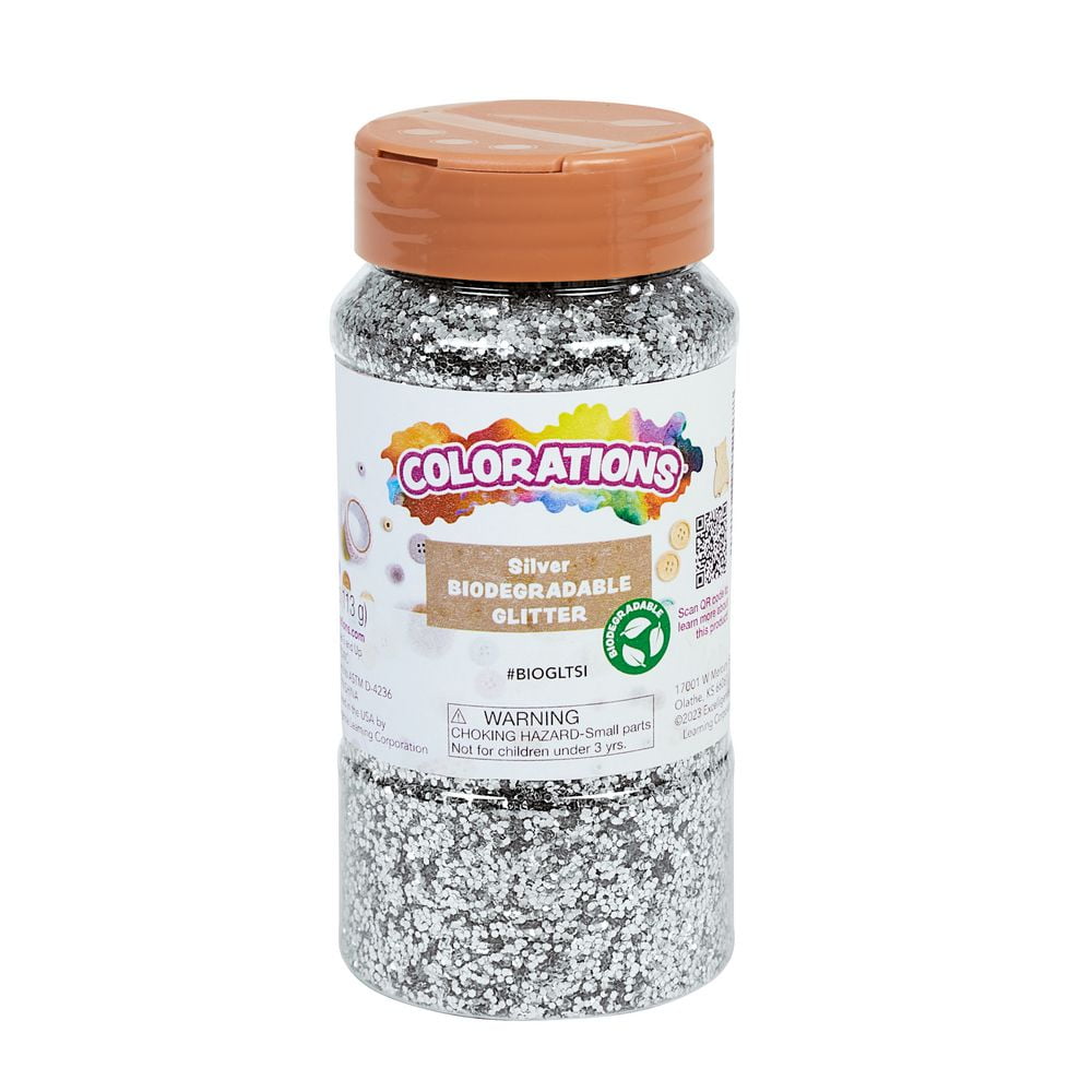 Colorations Biodegradable Glitter ? Silver 4oz - Walmart.com