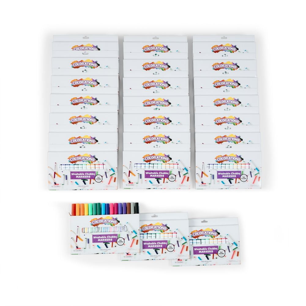 Colorations Chubby Markers - 24 Sets, 16 Colors, 384 Total - Walmart.com