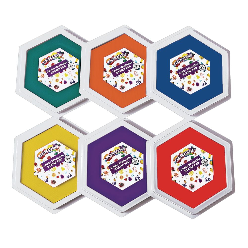 Colorations Kids Jumbo Washable Stamp Pads, Large Colored Ink for ...