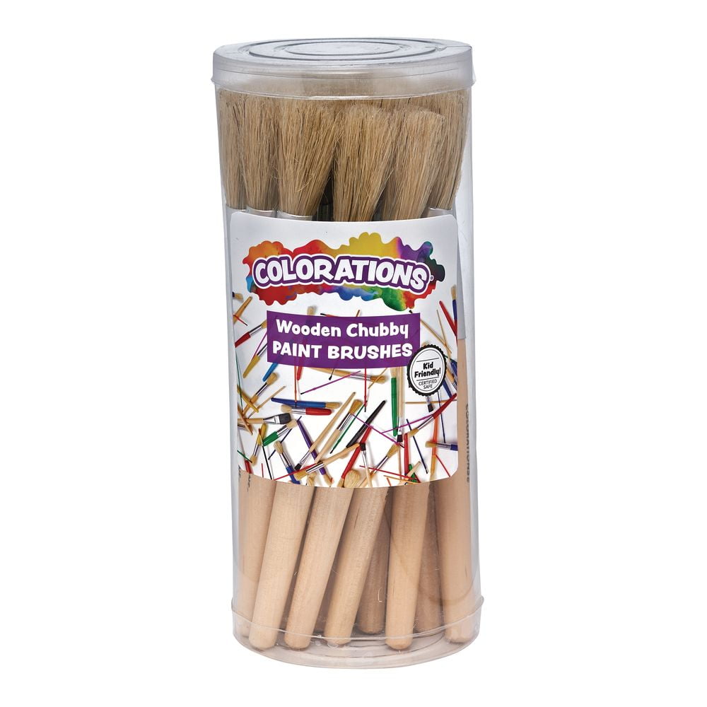 Colorations Classic Wooden Chubby Brushes - Set of 24 - Walmart.com