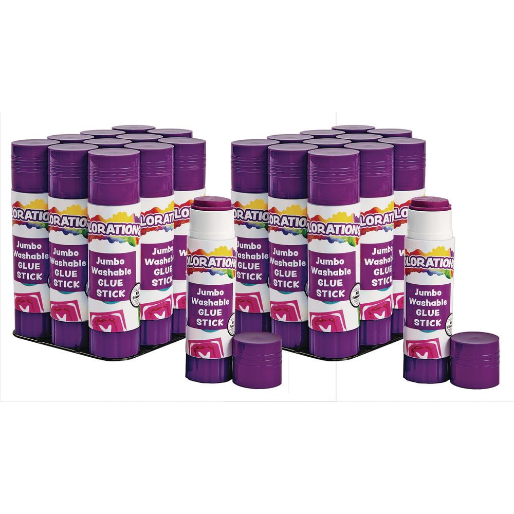 Colorations Jumbo Washable Purple Glue Sticks, Set of 24, 1.41 oz each ...