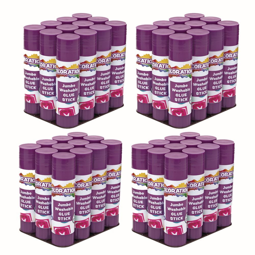 Colorations Jumbo Washable Purple Glue Sticks - Set of 48, 1.41oz Each ...
