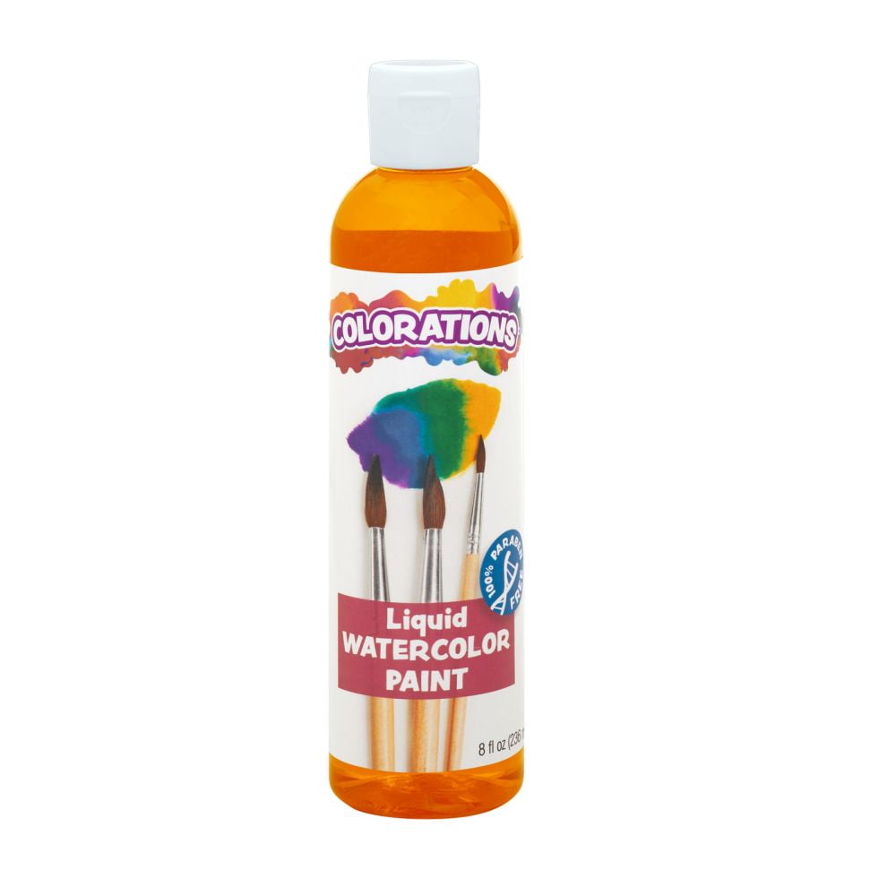 Colorations Paraben-Free Liquid Watercolor Paint -Orange, 8 oz ...