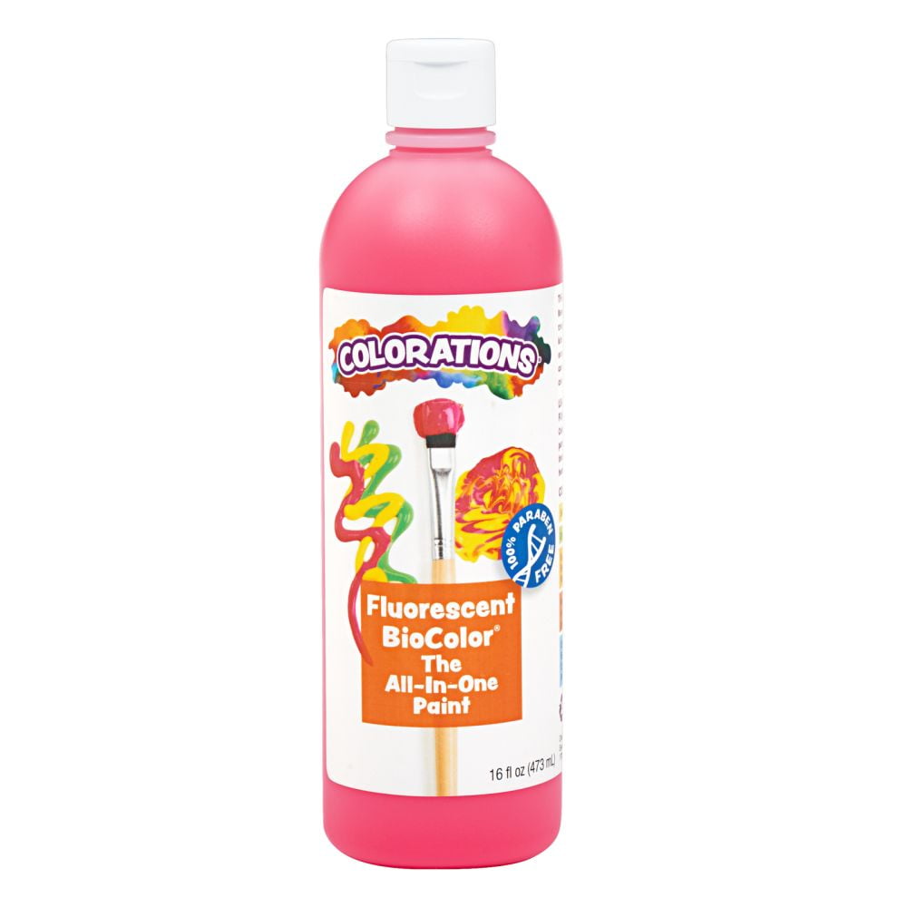 Colorations Paraben-Free Fluorescent BioColor Paint- Neon Pink, 16 oz ...