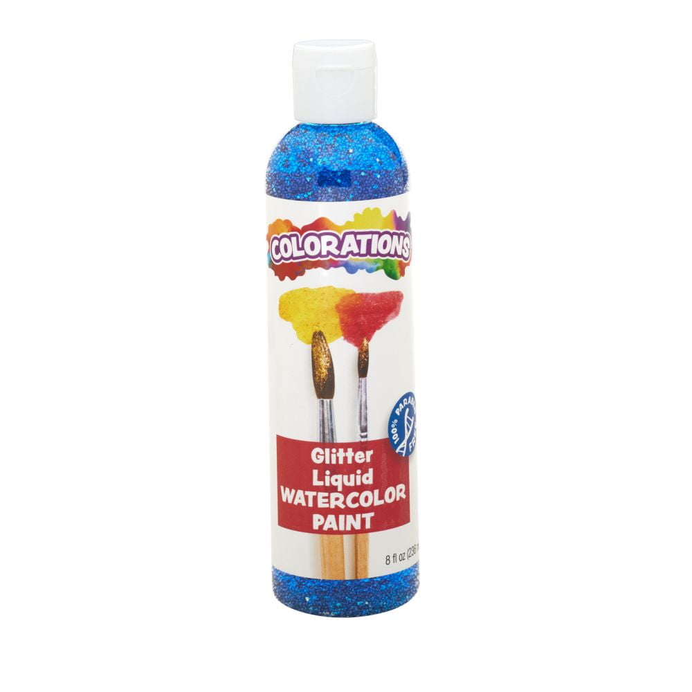 Colorations Paraben-Free Glitter Liquid Watercolor, Blue - 8 oz ...