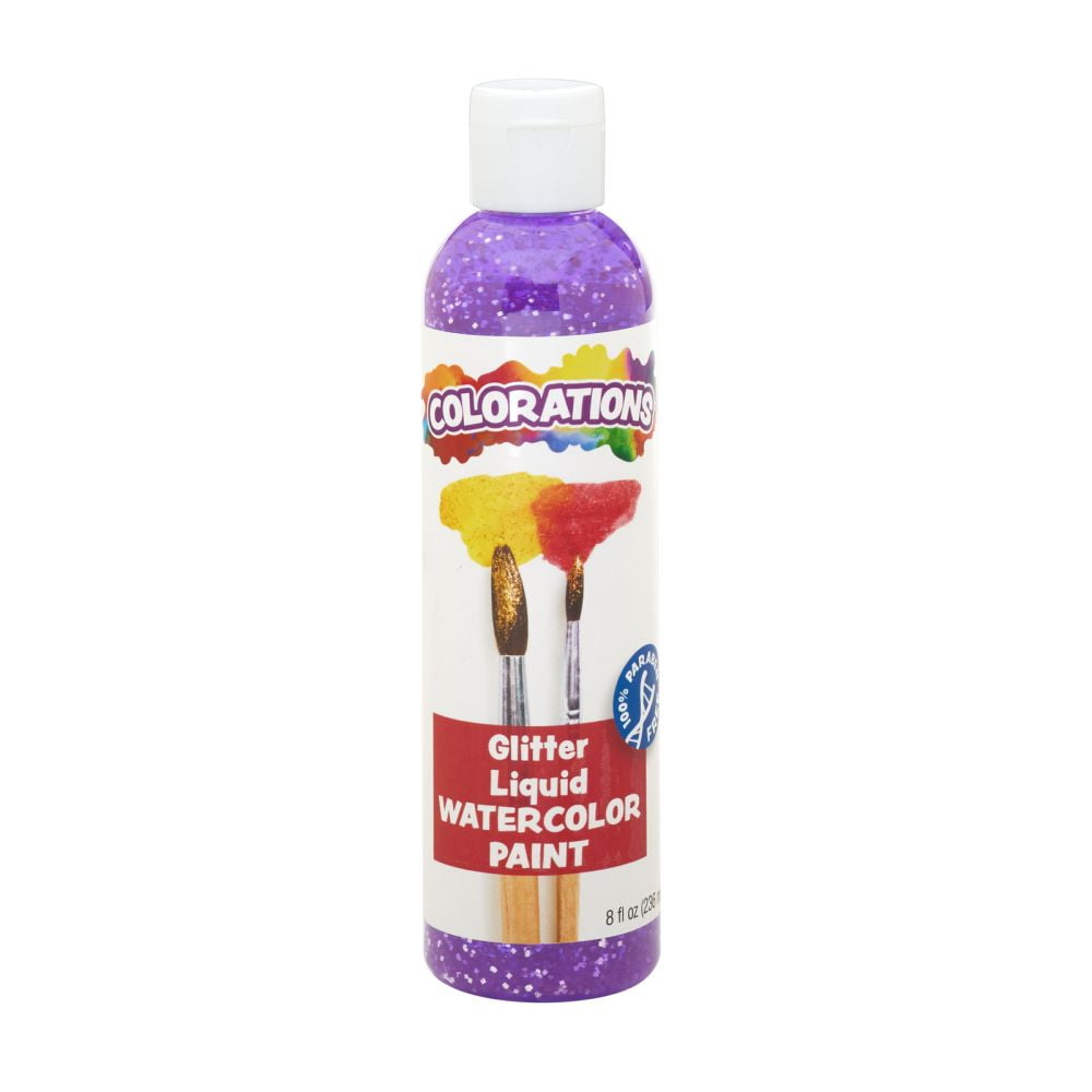 Colorations Paraben-Free Glitter Liquid Watercolor, Purple - 8 oz ...