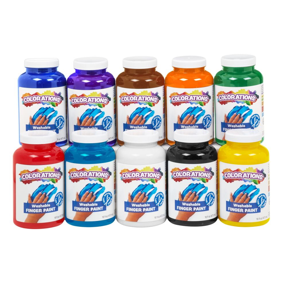 Colorations Paraben-Free Washable Finger Paints - 10 Colors, 16 fl oz ...