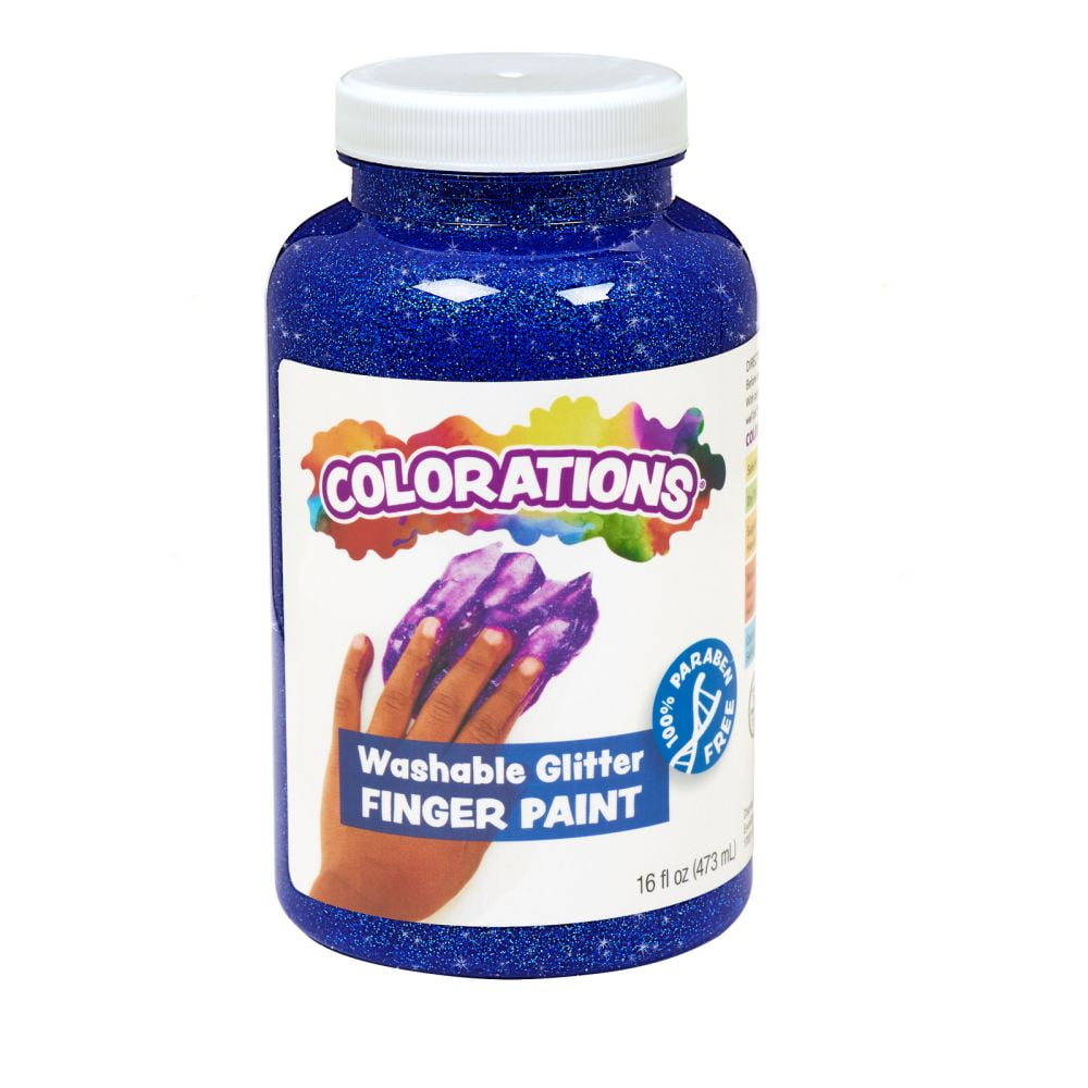 Colorations Paraben-Free Washable Glitter Finger Paint, Blue - 16 oz ...