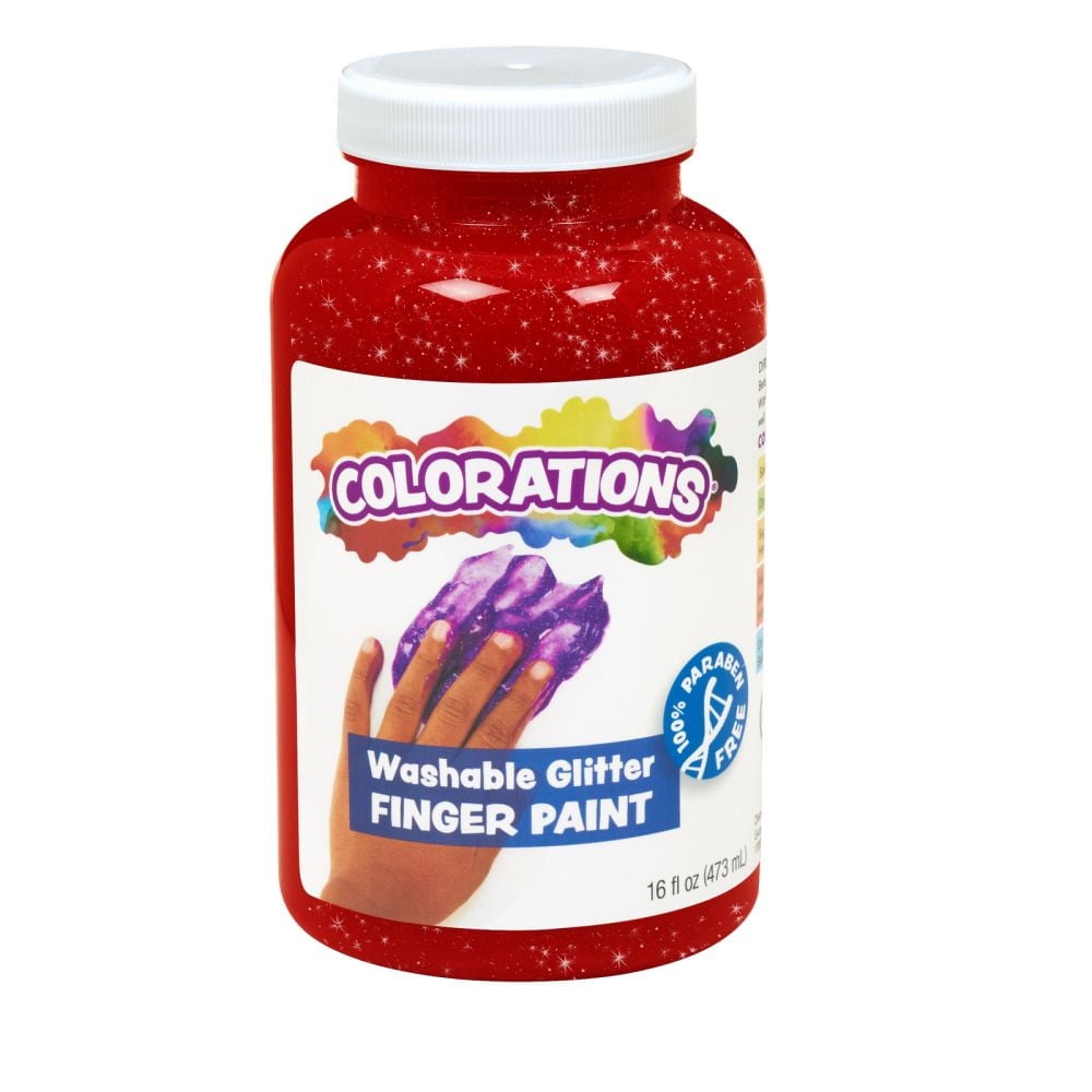 Colorations Paraben Free Washable Glitter Finger Paint, Red - 16 oz ...