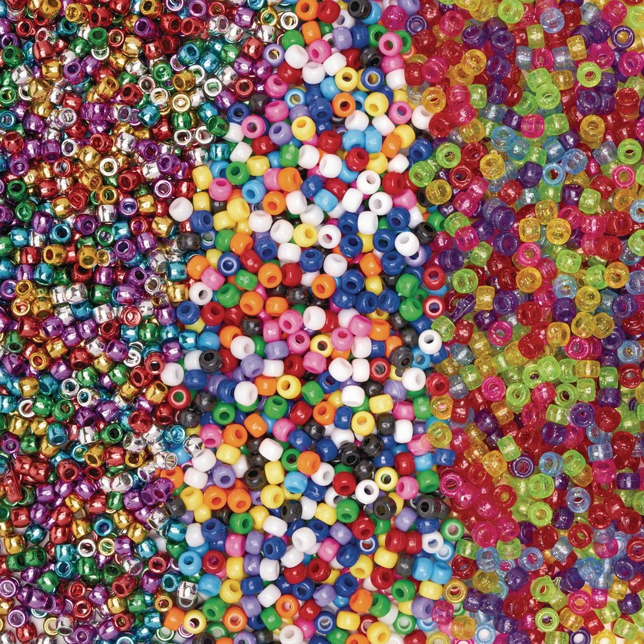 Colorations Pony Beads, 3 lbs. Glitter, Regular, Metallic, 5000+ beads ...