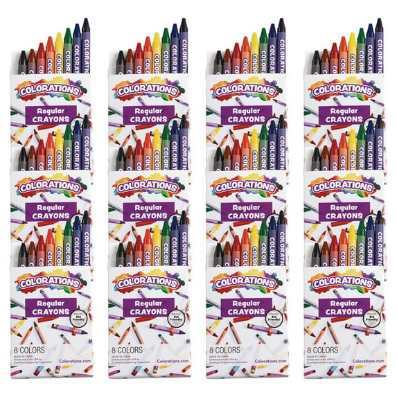 Colorations Regular Crayons, 12 Packs, Each 8 Colors - Walmart.com