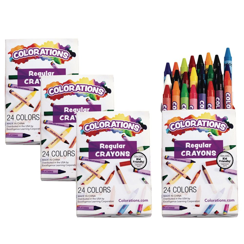 Colorations Regular Crayons - Set of 24 Colors, 4 Packs - Walmart.com