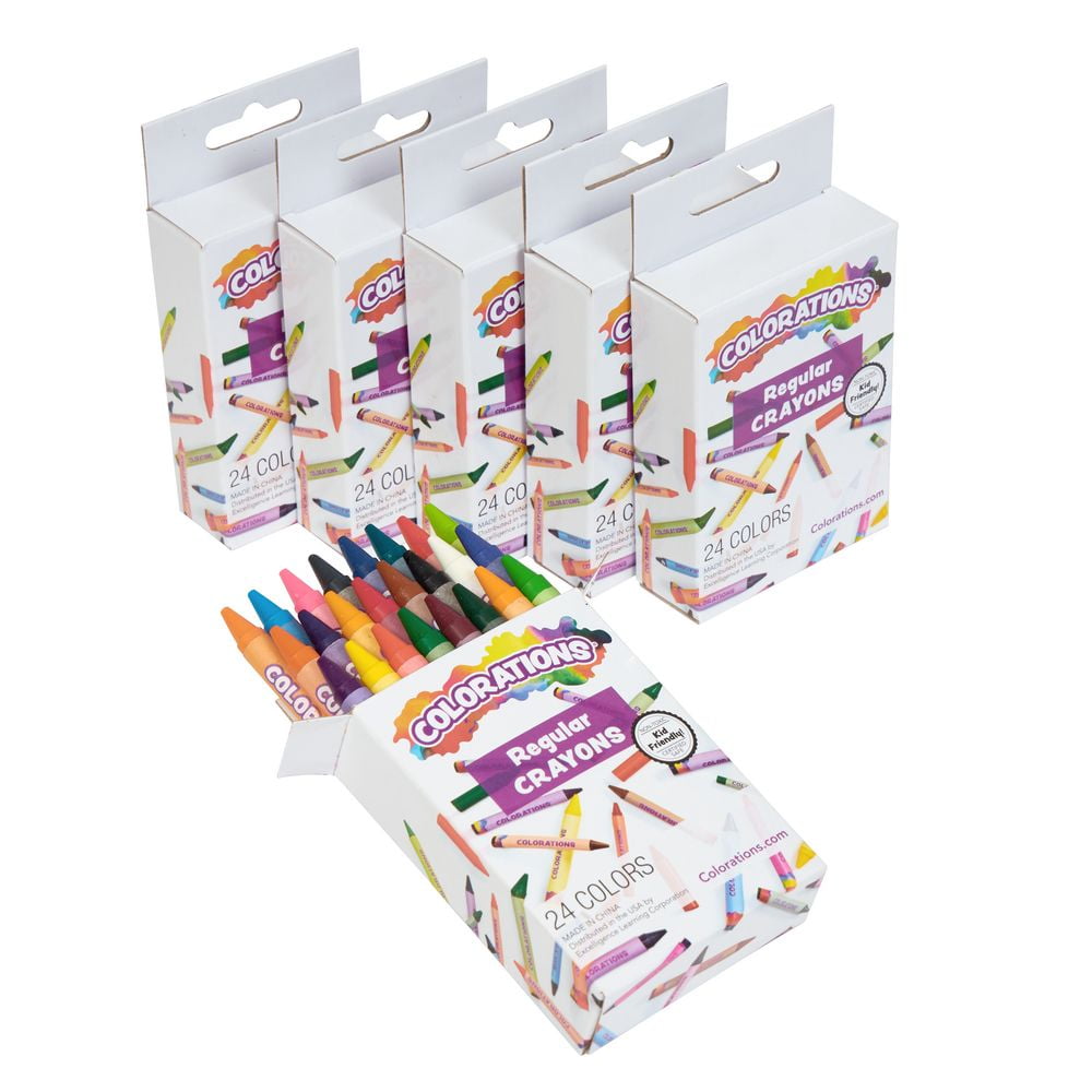 Colorations Regular Crayons - Set of 24 Colors, 6 Packs - Walmart.com