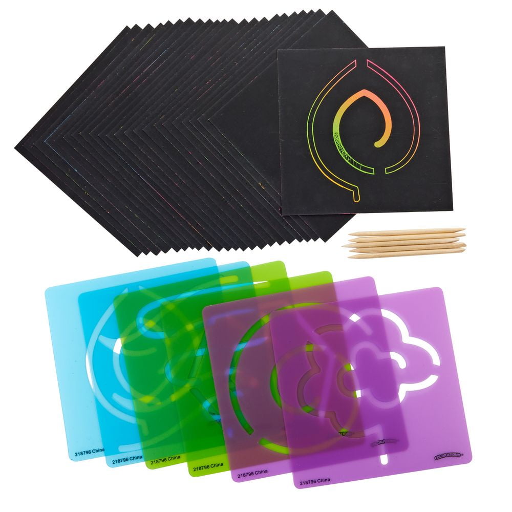 Colorations Scratch Art Boards and Mindfulness Stencils - Walmart.com