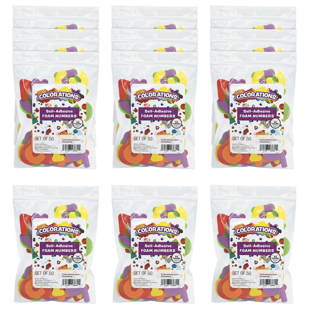 Colorations Self-Adhesive Foam Numbers - Set of 12, 50 Stickers Each ...
