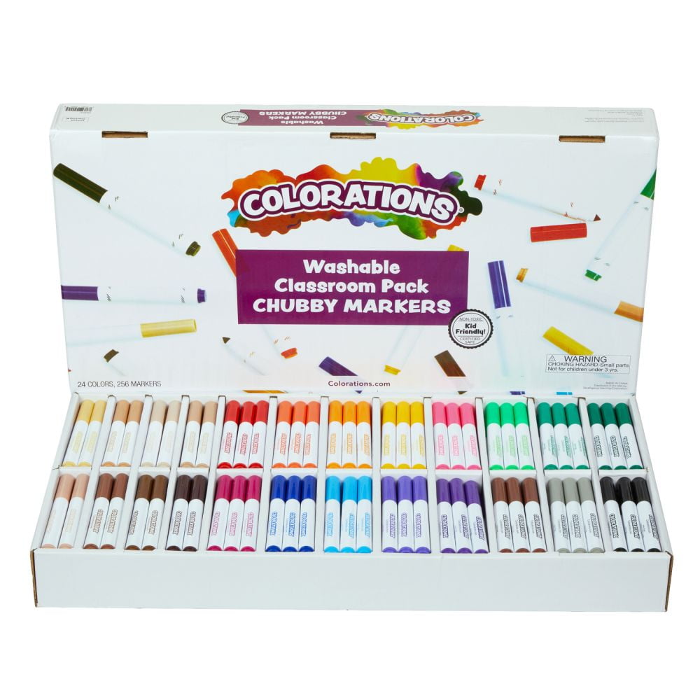 Colorations Washable Chubby Markers Classroom Value Pack - Set of 256 ...