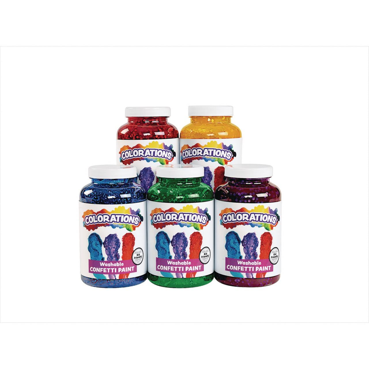 Colorations Washable Confetti Paints, 16 fluid ounces, 5 Colors, Non ...