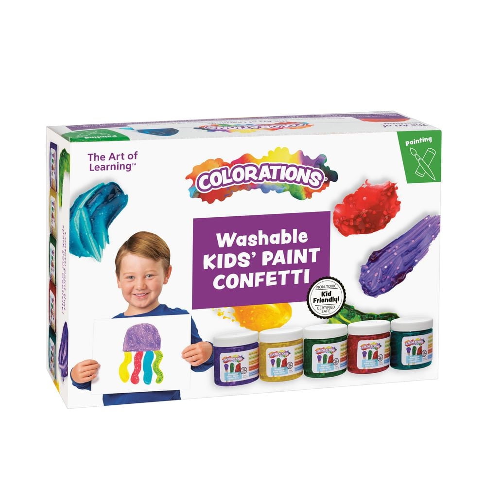 Colorations Washable Kids Confetti Paint Set - 4 oz, Pack of 5 Vibrant ...