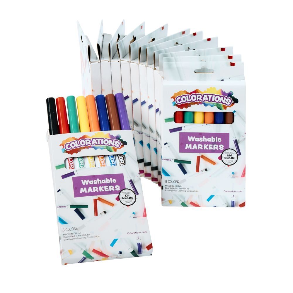 Colorations Washable Markers - 12 Sets, 8 Colors, Total 96 - Walmart.com