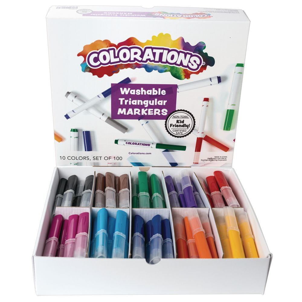Colorations Washable Triangular Markers Classroom Value Pack - Set of ...