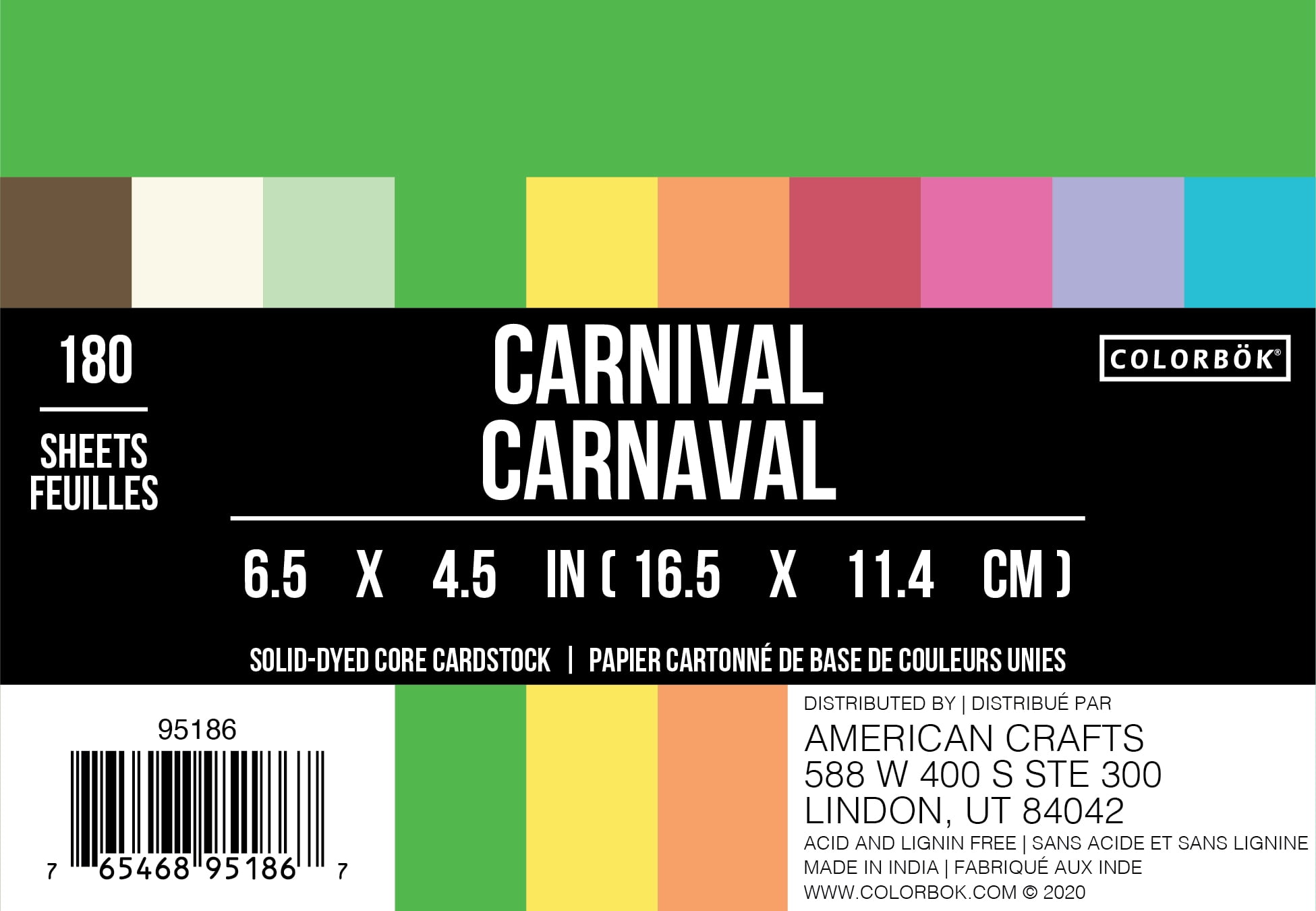 Colorbök Carnival Multicolor Premium Cardstock Paper, 6.5" x 4.5", 108 ...