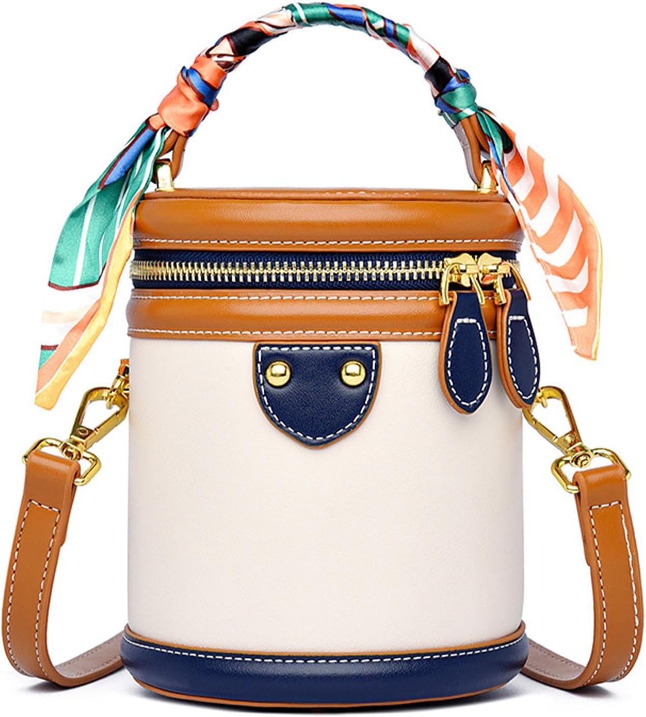 Colorblock Bucket Bag for Women, 2025 New Leather Fashion Versatile ...