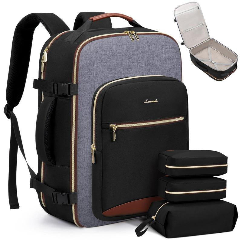 Colorblock Carry-On Travel Backpack with 3 Packing Cubes and Laptop ...