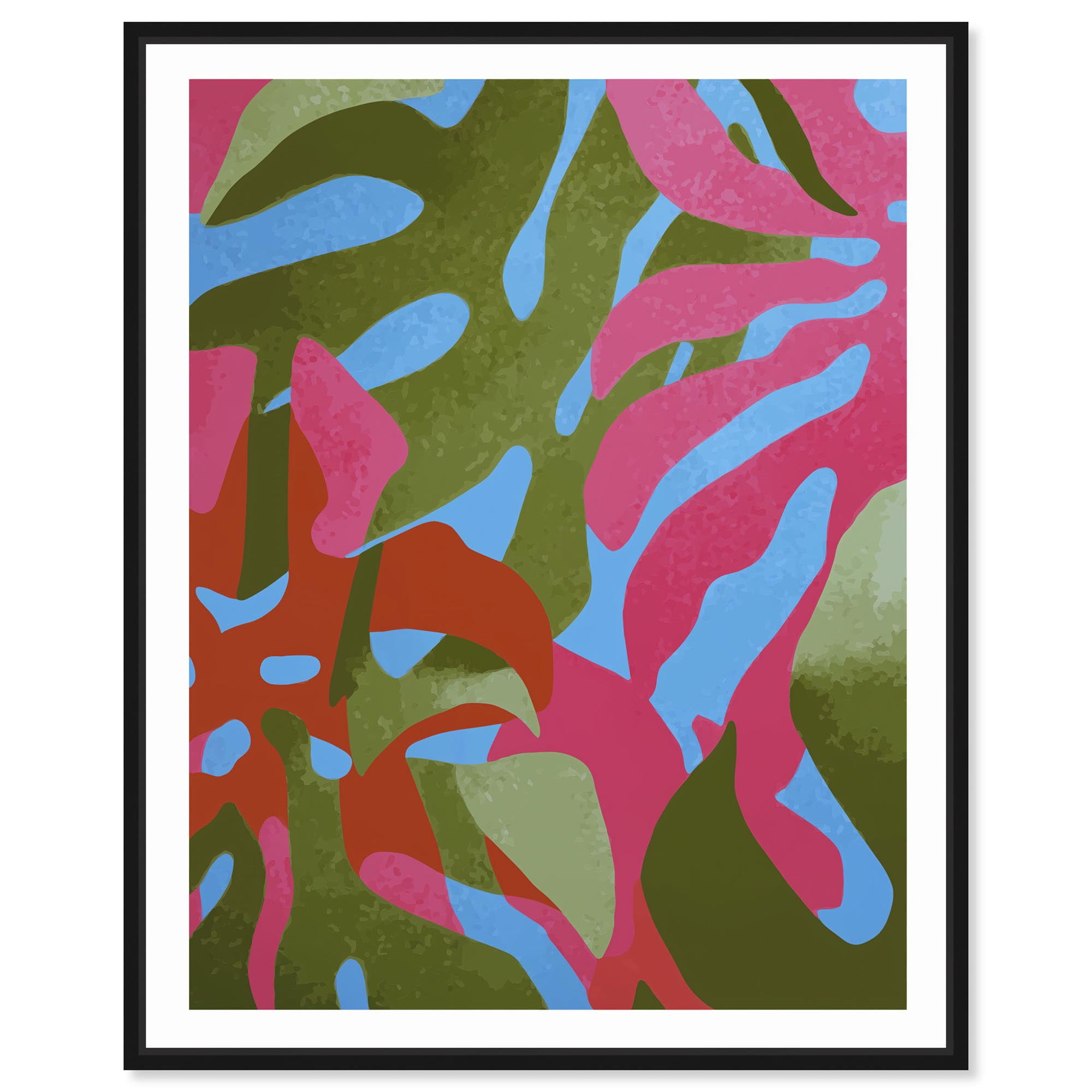 Colorblock Leaves II Canvas Print Pink Boho Wall Decor by Art Remedy ...