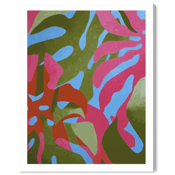 Colorblock Leaves II Canvas Print Pink Boho Wall Decor by Art Remedy ...