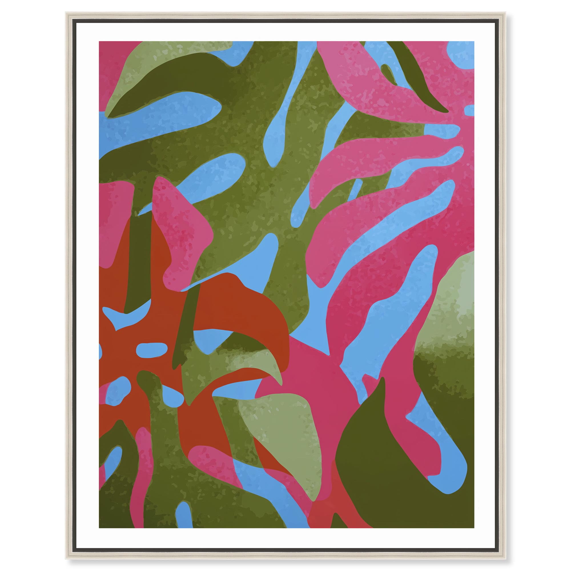 Colorblock Leaves II Canvas Print Pink Boho Wall Decor by Art Remedy ...