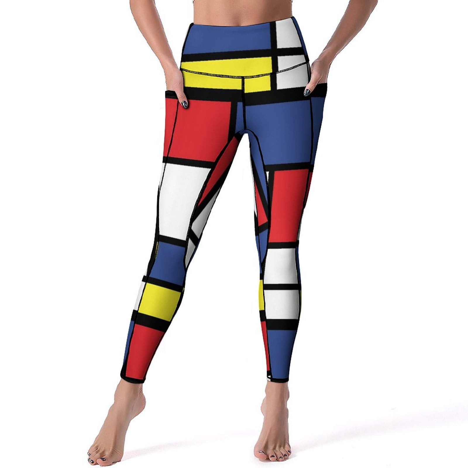 Colorblock Leggings Pinstripe Workout Gym Yoga Pants High Waist ...