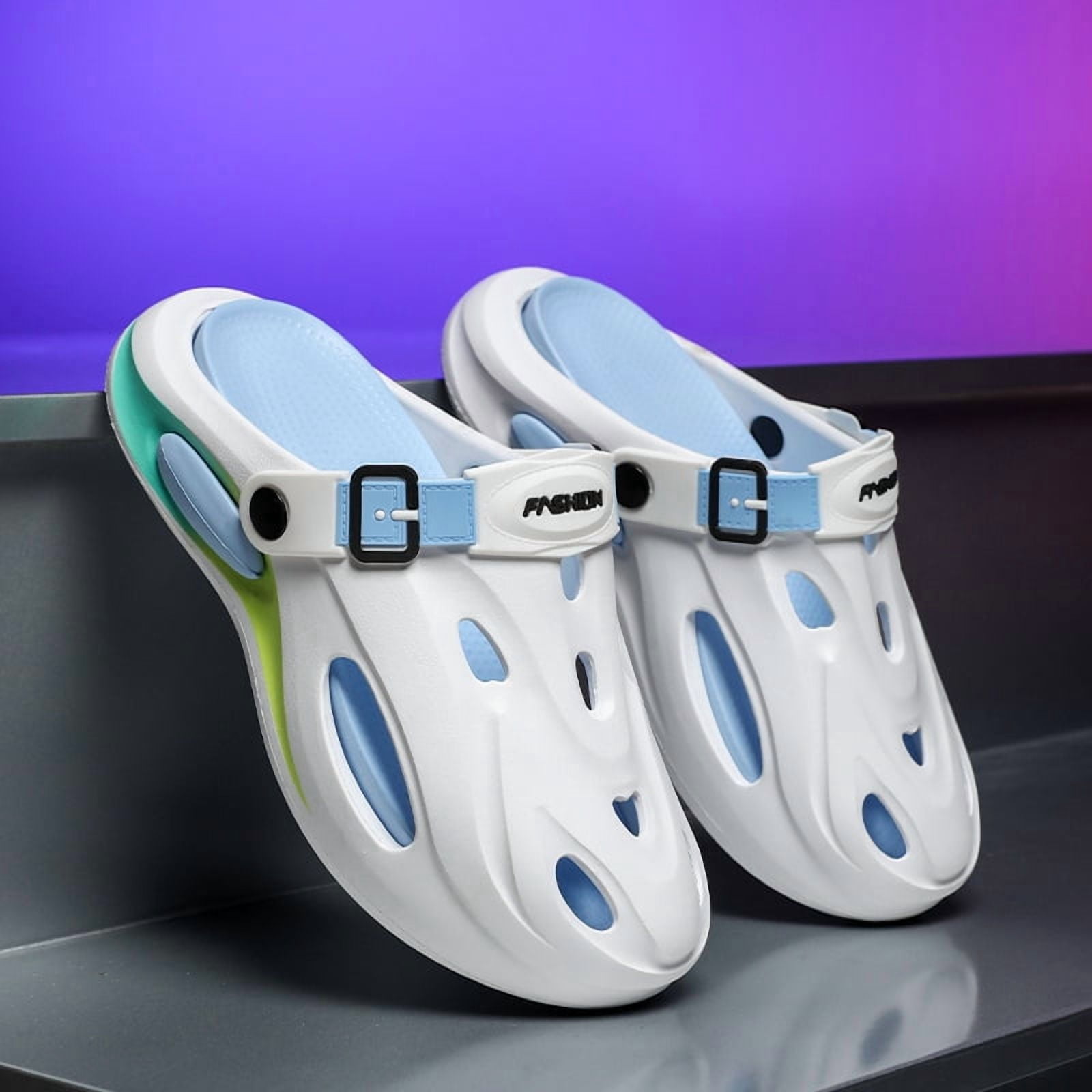Colorblock Mecha Style Unisex Clogs, Summer EVA Thick Sole 2-In-1 ...