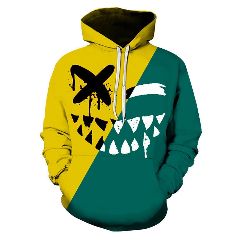 Colorblock Smiley Face Halloween Hoodie – Cartoon Print Pullover for ...
