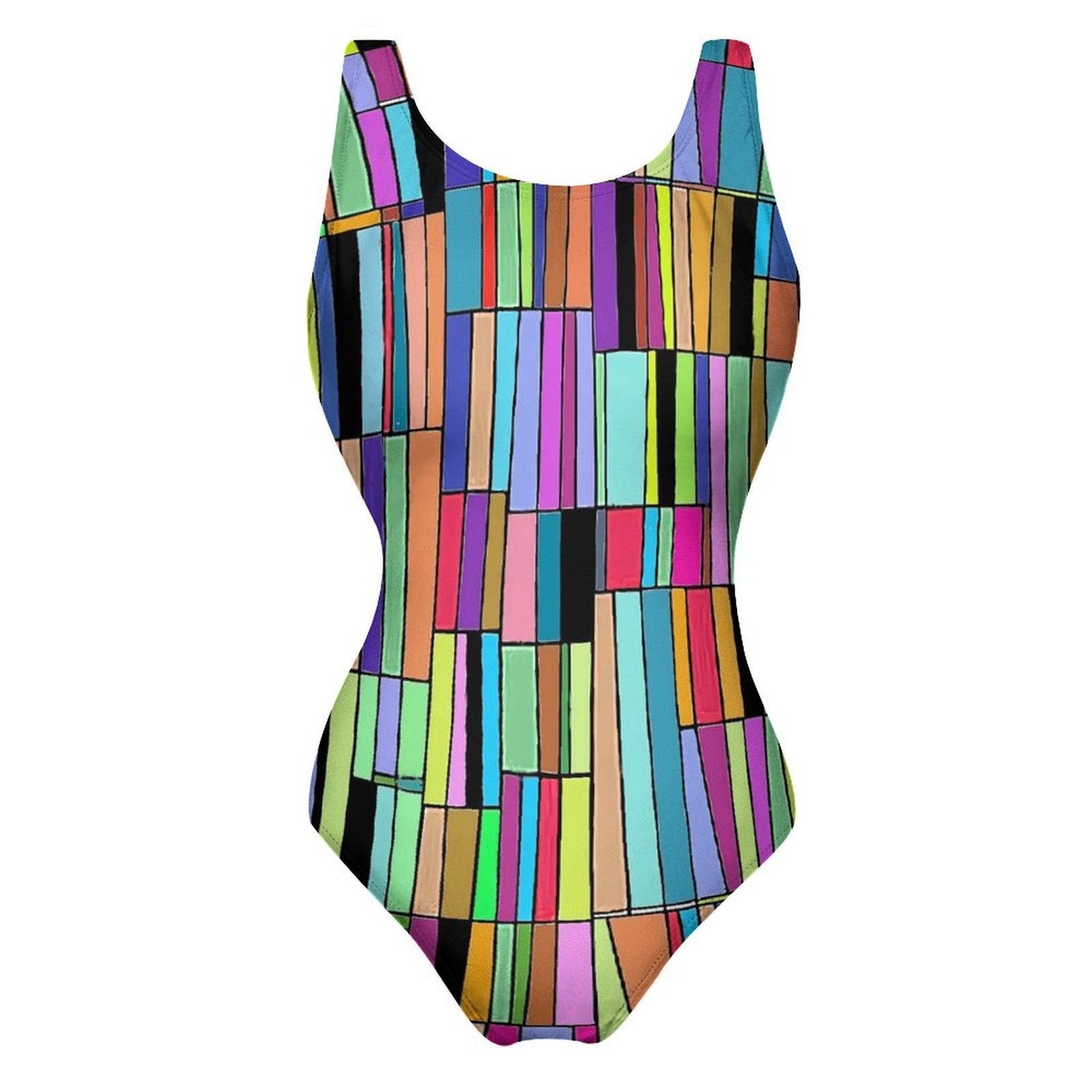 Colorblock Swimsuit Colorful Print Push Up Swimwear One-Piece Holiday ...