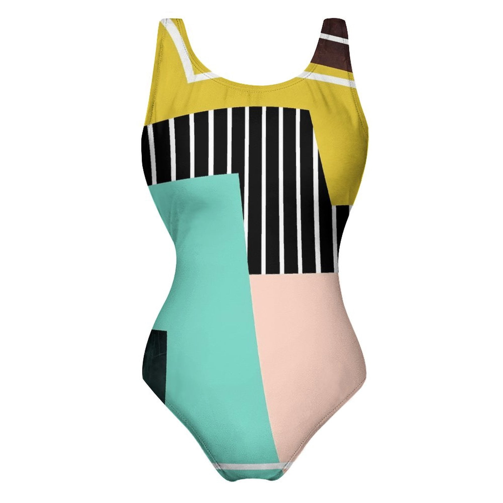 Colorblock Swimsuit Colorful Print Push Up Swimwear One-Piece Holiday ...