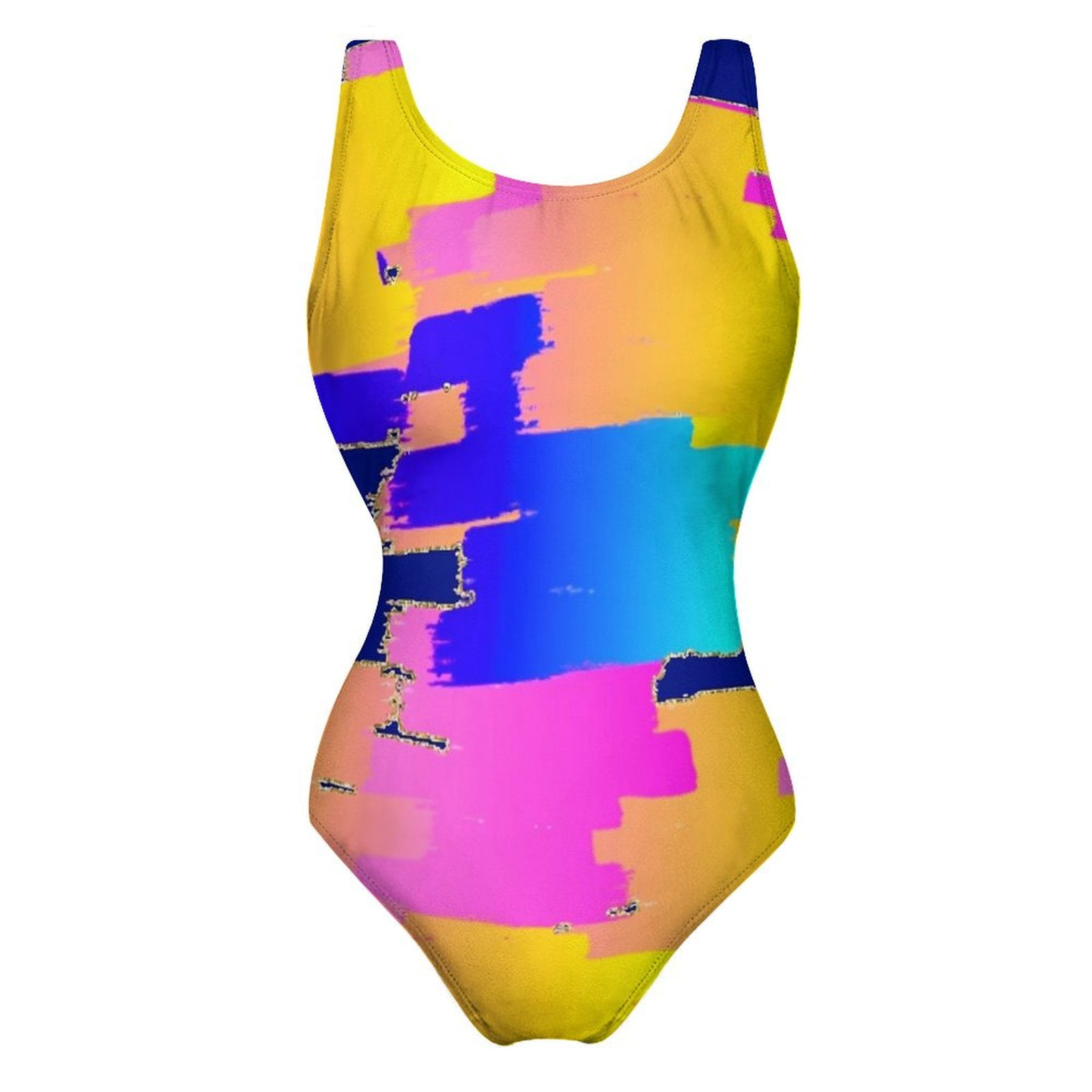 Colorblock Swimsuit Colorful Print Push Up Swimwear One-Piece Holiday ...