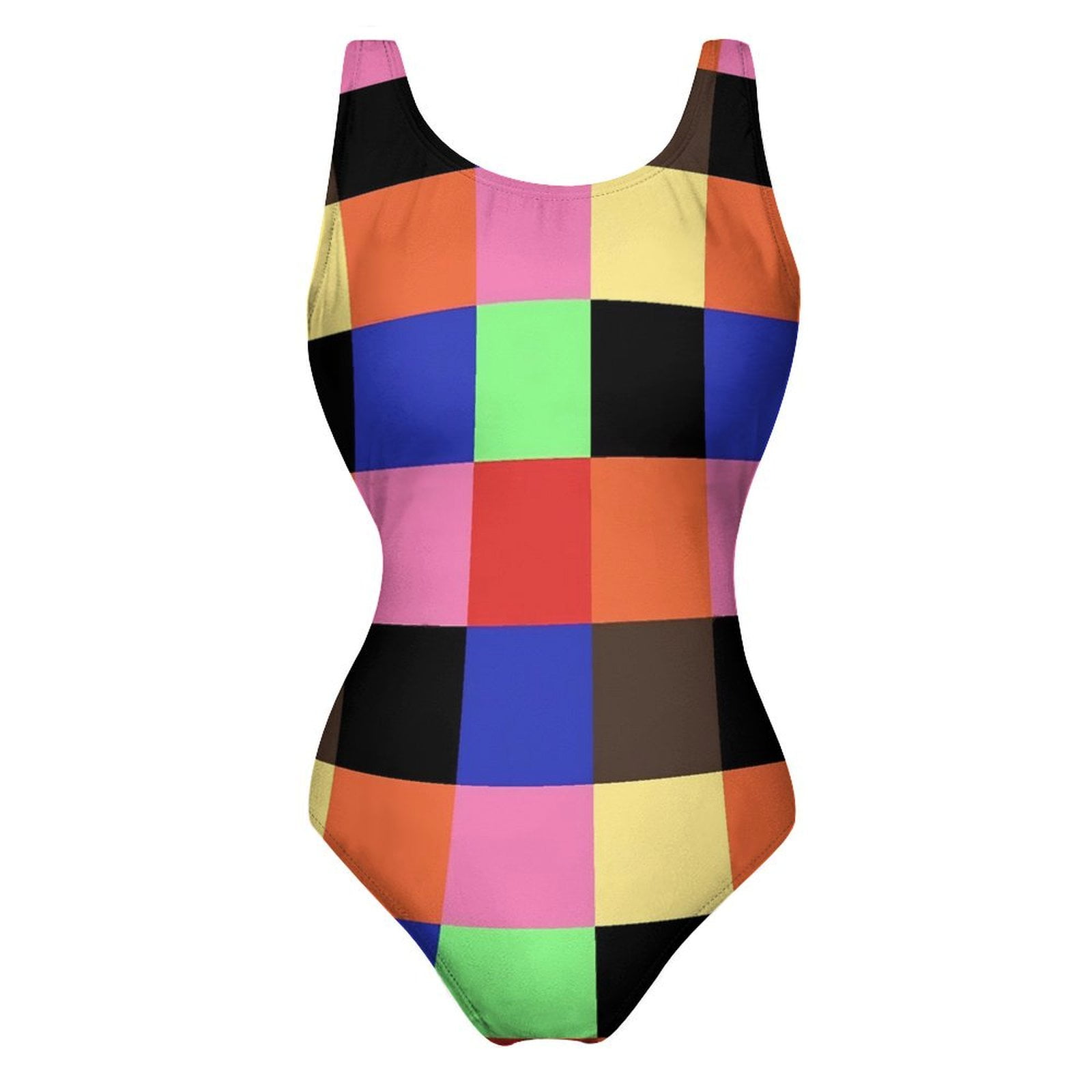 Colorblock Swimsuit Colorful Print Push Up Swimwear One-Piece Holiday ...