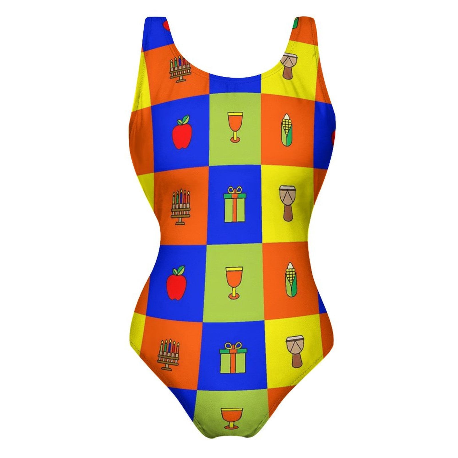 Colorblock Swimsuit Colorful Print Push Up Swimwear One-Piece Holiday ...