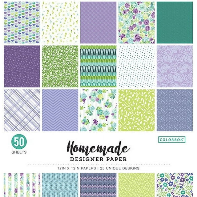 Colorbök 12 inch Designer Scrapbook Paper Pad, 50 Pieces for Craft ...