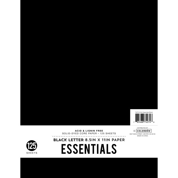 Colorbok 8.5" Black Essentials Paper, 125 Piece - Walmart Business Supplies