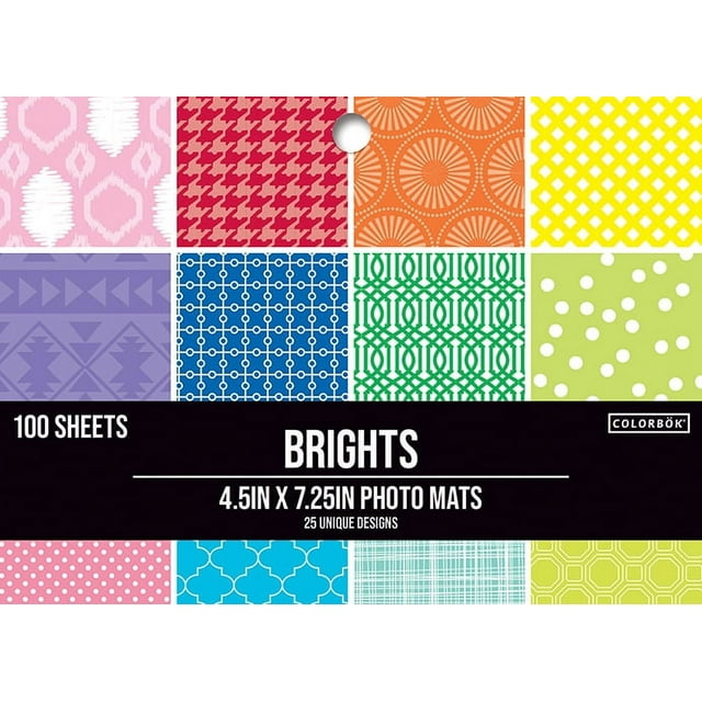 Colorbok Bright's Designer Paper Photo Mats, 4.5"x7.25", 135 lb./200 ...