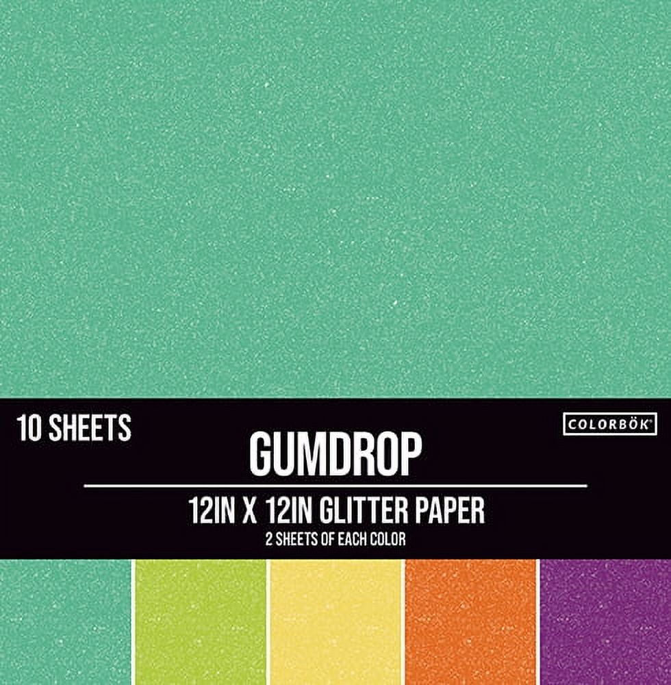 Colorbok Gumdrop Glitter Paper, 12in x 12in, 10 sheets, 2 of each color ...