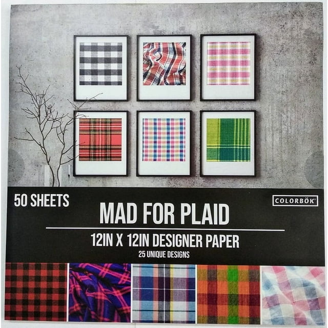 Colorbok Mad for Plaid Designer Paper Pad, 12"x12", 67 lb./100 GSM, 50 ...